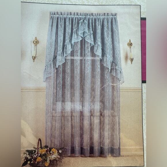 fernwood | Accents | Vintage Blue Lace Window Curtain Panels With ...